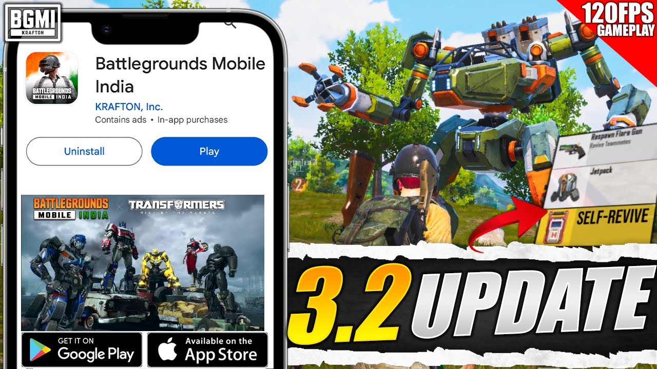 😍BGMI 3.2 UPDATE 120FPS GAMEPLAY: NEW MECHA TRANSFORMER MODE, SELF ...