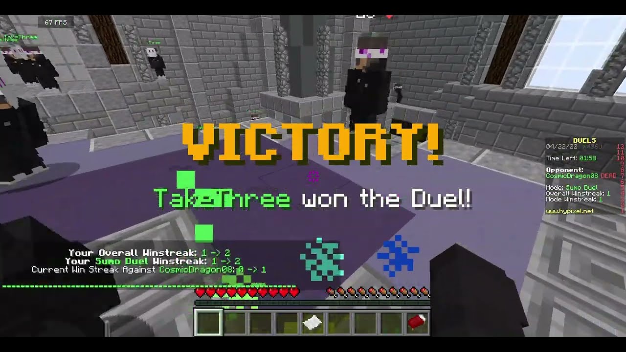 Potential Minecraft Hypixel Sumo Duels World Record (1.150s) [Rejected ...