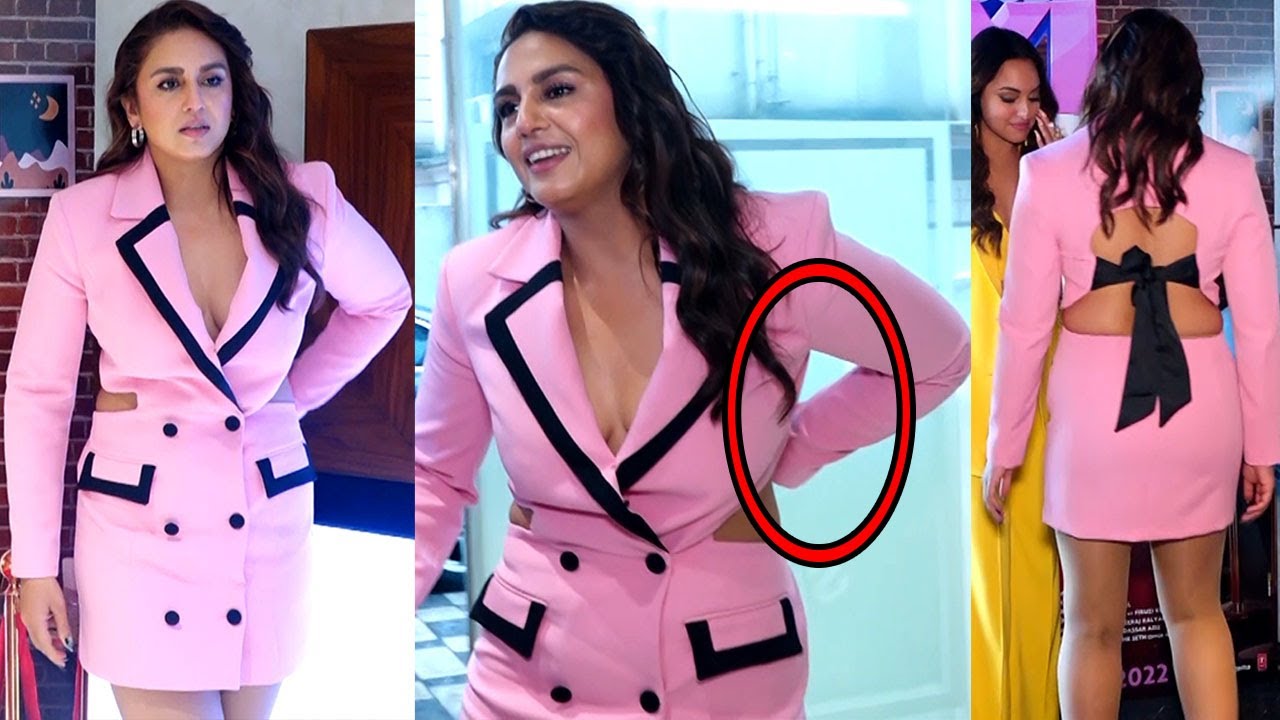 Huma Qureshi In Her BR@LESS👙Outfit Gets Uncomfortable @ Special Preview Of Double Excel - YouTube