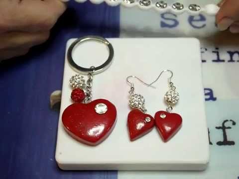 Tutorial orecchini fimo cuore / polymer clay tutorial: heart earrings - YouTube