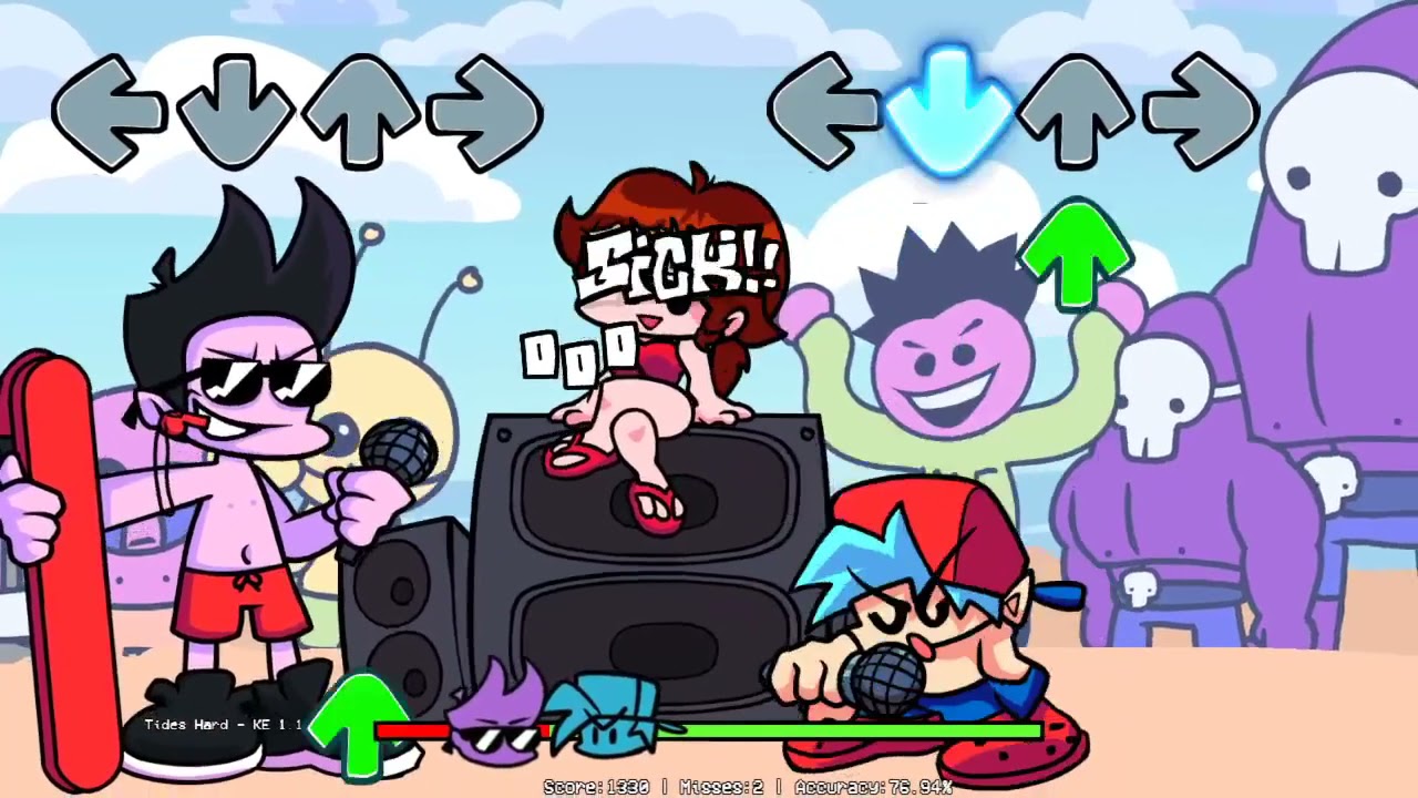 Friday Night Funkin | Beach bros mod | hard (tides) - YouTube