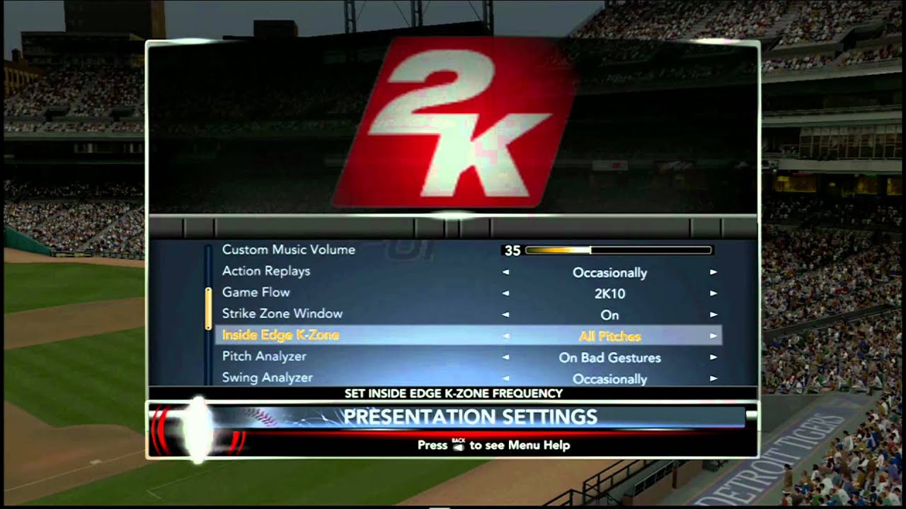 MLB 2K12's hurry up mode menu option - YouTube