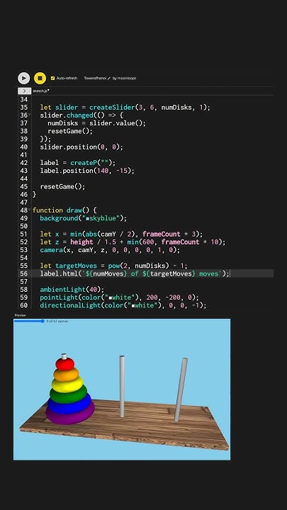 How to code Tower of Hanoi (Pt 7): #p5js #javascript #coding #learncoding #gamedev - YouTube