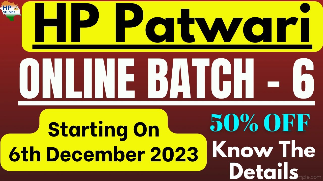HP Patwari Online Batch | Starting On 6th December 2023 | HP Patwari ...