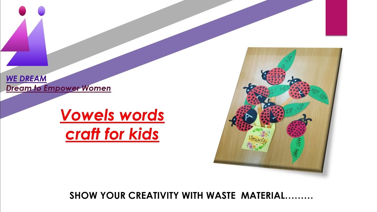 vowels words craft for kids | summer vacation project work - YouTube