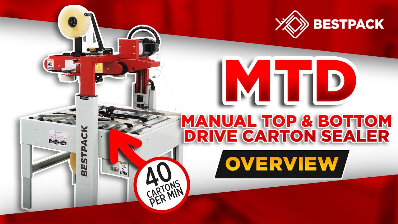 Carton Sealer - MTD - Manual Top & Bottom Drive Dual Mast Sealer - YouTube