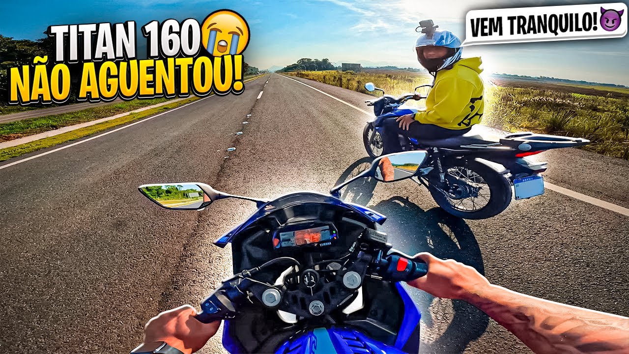 TITAN 160 AZUL vs YAMAHA R15 SEM FILTRO - YouTube