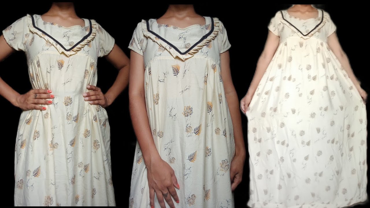 how to make nighty cutting and stitching/nighty neck designs/ new and ...