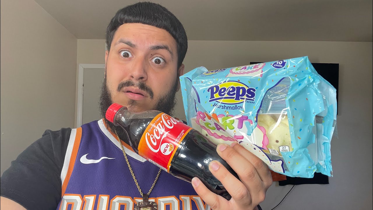 TRYING NEW COCA-COLA ORANGE CREAM FLAVOR AND PARTY CAKE PEEPS ‼️ - YouTube