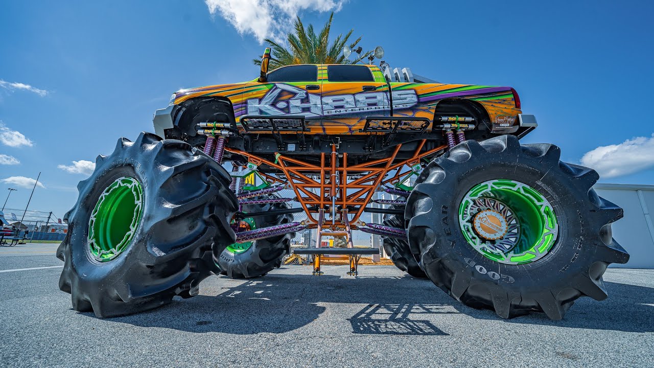 Two Incredibly Huge Monster Trucks on the Daytona Turkey Run 2023 - YouTube