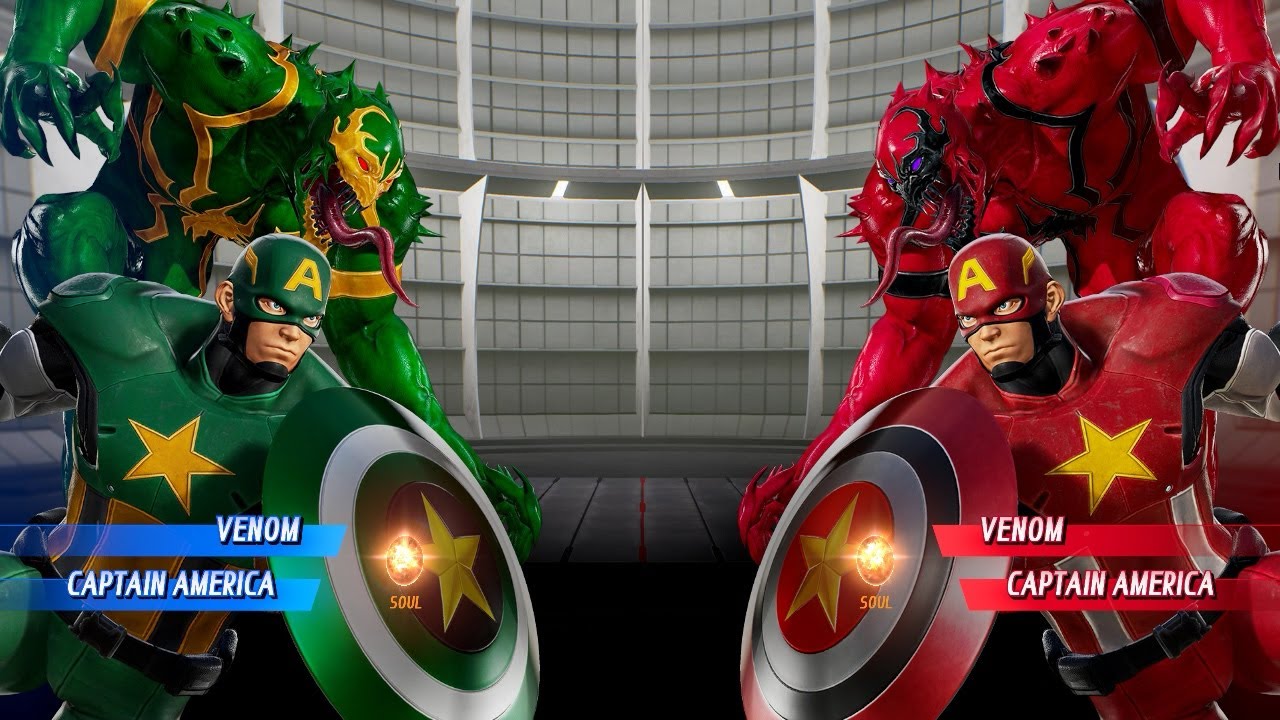 Green Venom & Green Captain America VS Red Venom & Red Captain America ...