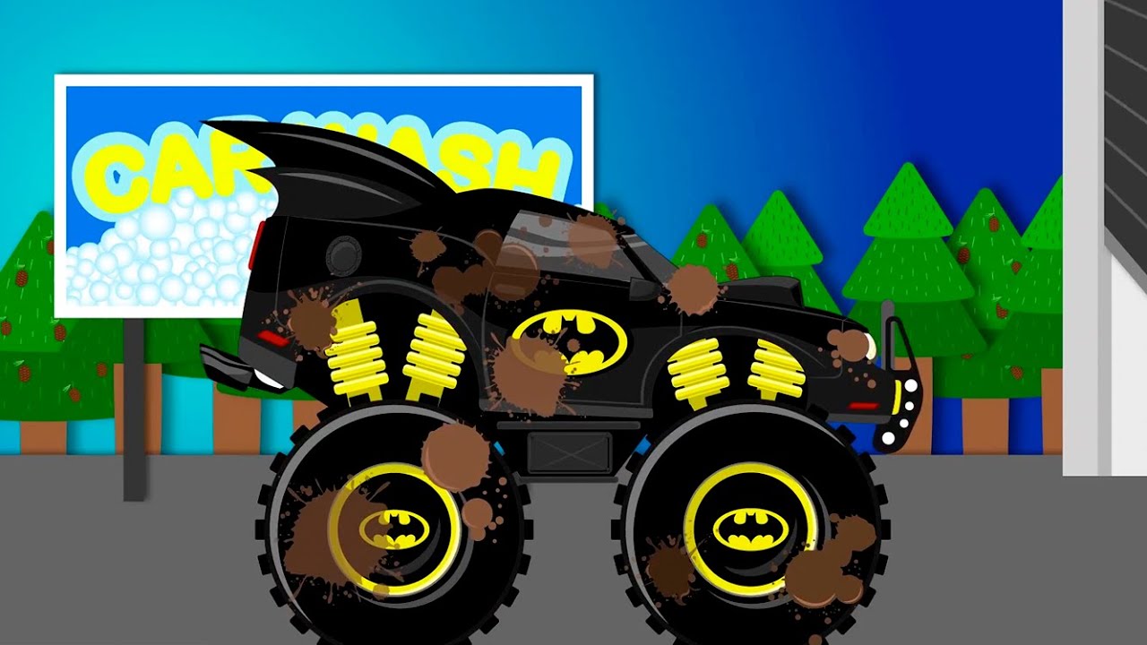 Batmobile Car Wash Monster Truck | videos For Children | videos for ...