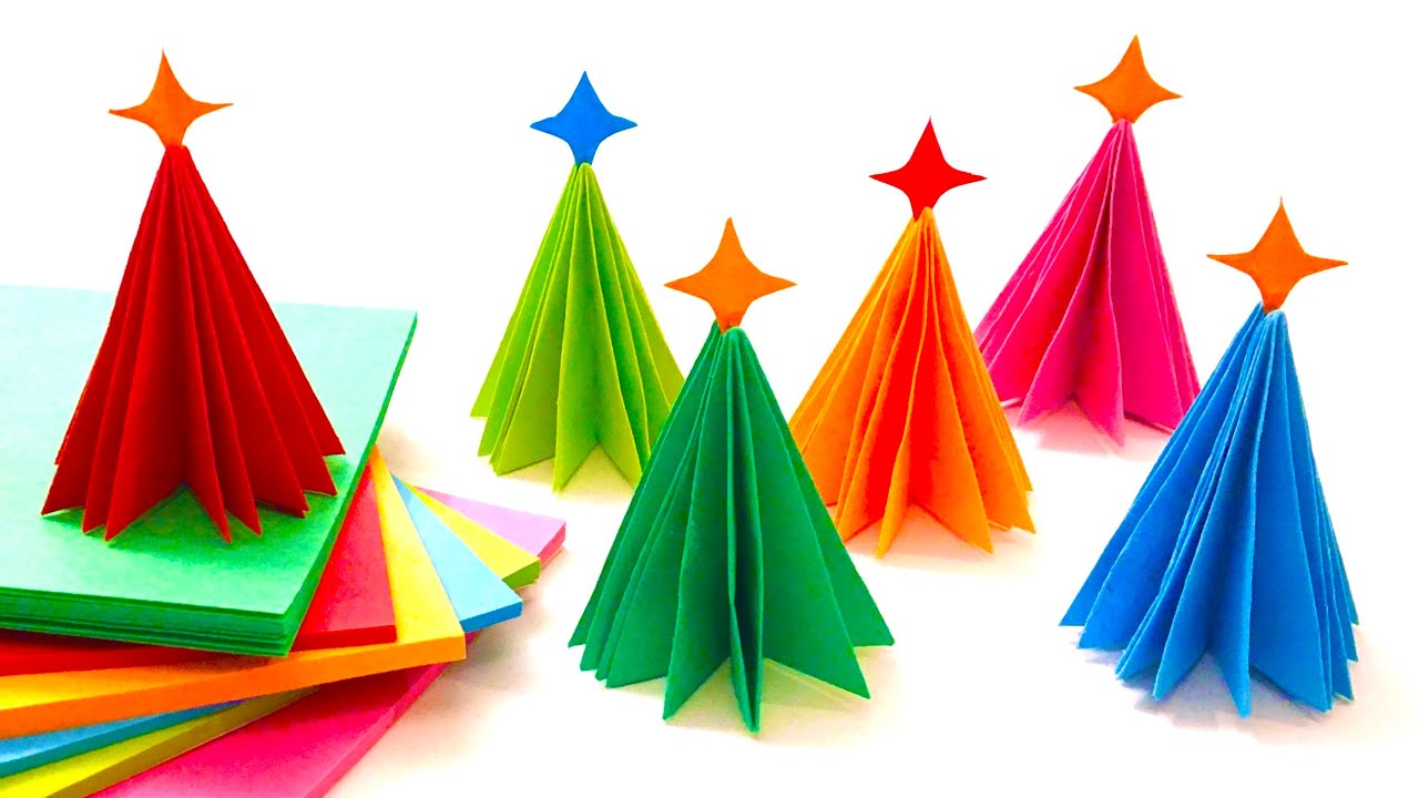 Sticky Note Origami 3D Paper Christmas Tree - How to make Paper ...
