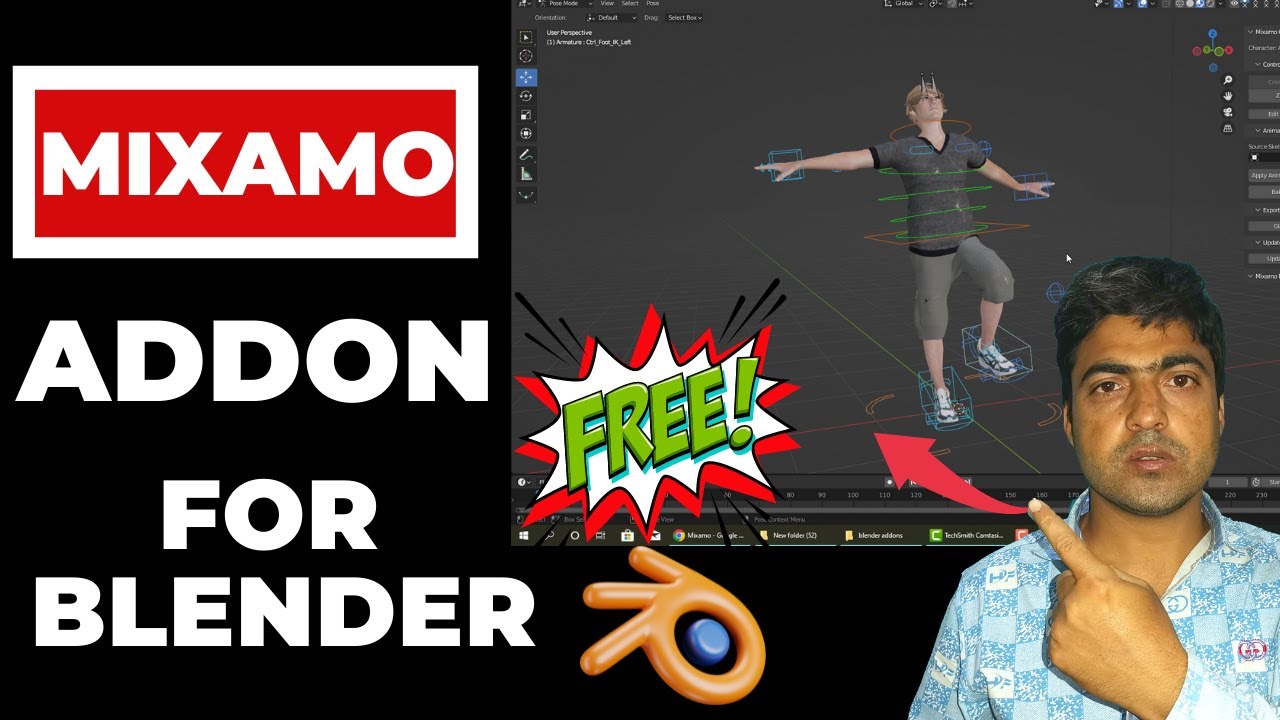 how to rig a character in blender fastest way || mixamo free addon for ...