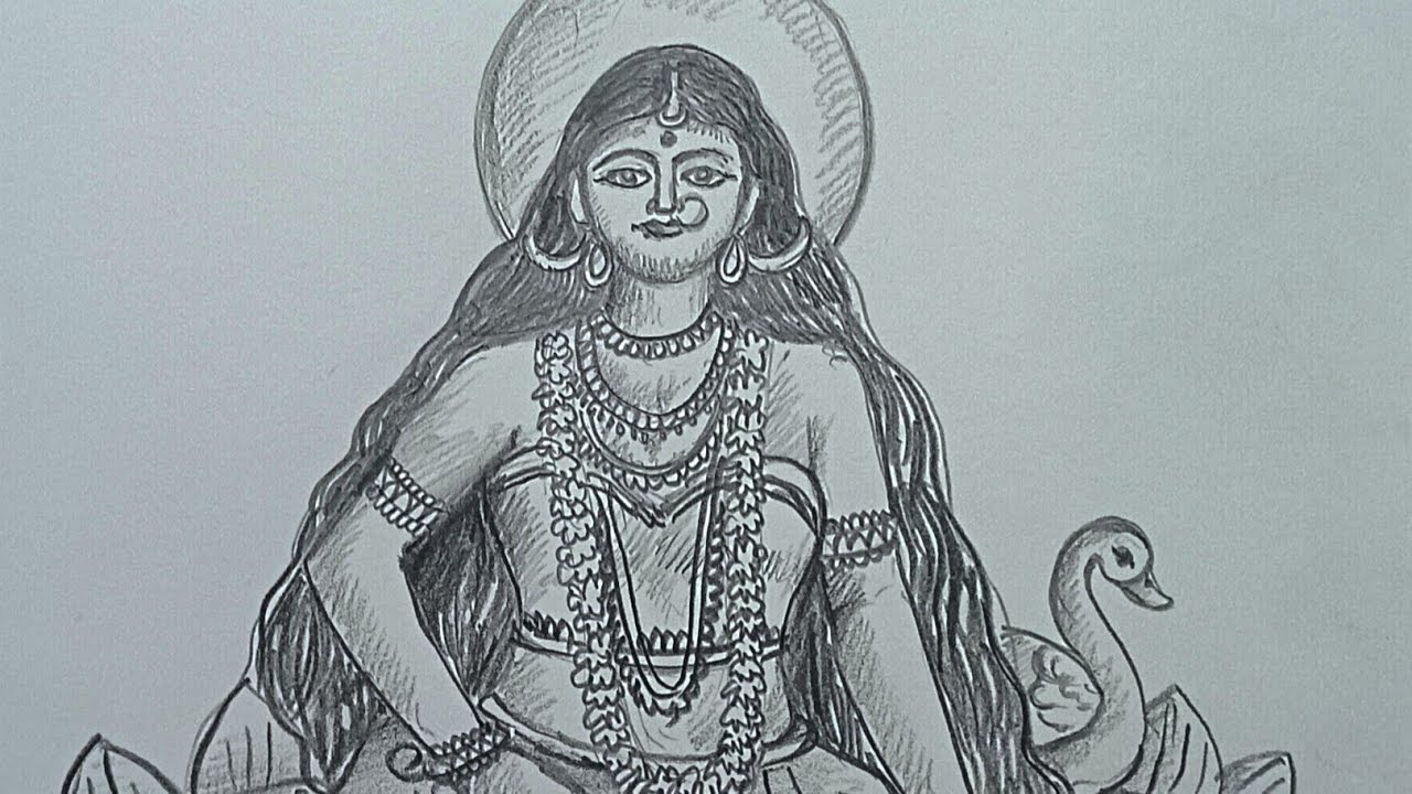 Saraswati Debi drawing in pencil shade।।Artist Pradip Pal Tutorial ♥️ Suryadeep Art Gallery ...