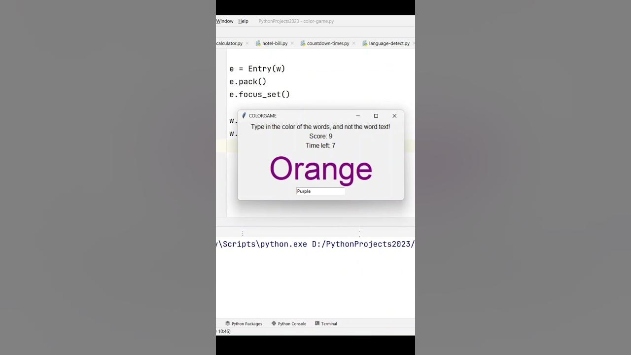 Funny Color Game Using Python Tkinter Python Shorts Youtube