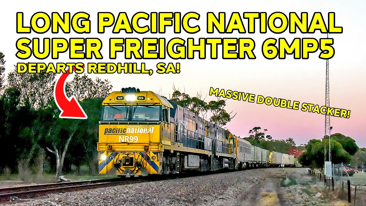 Long Pacific National Super Freighter 6MP5 Departs Redhill - YouTube