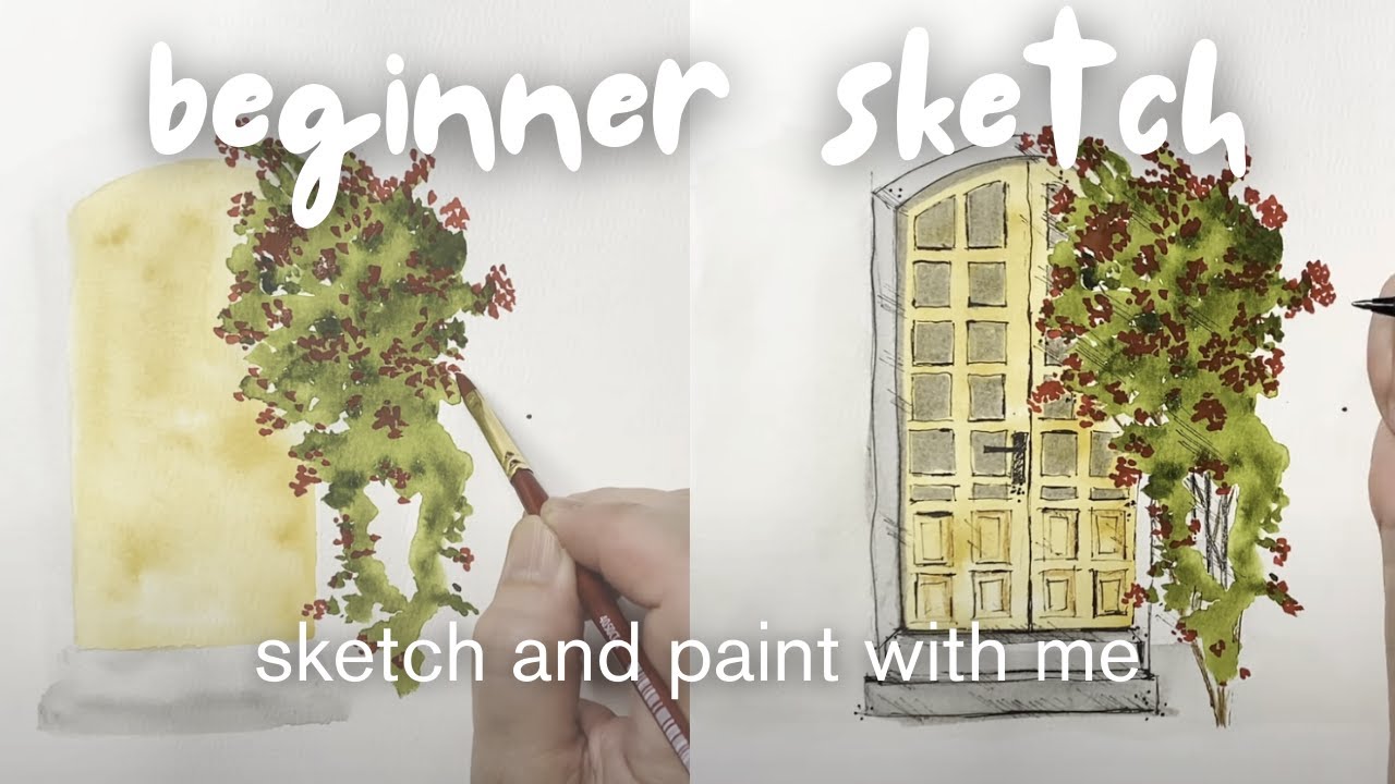 EASY door, paint first, ink later | BEGINNER Sketch, Step by Step - YouTube