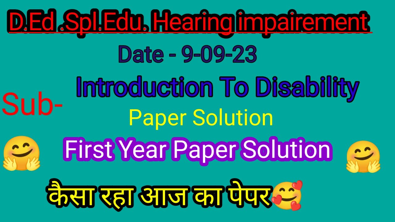 D.ed .SPL.Edu.|Introduction To Disability|| paper solution 📜 ️ ️ - YouTube