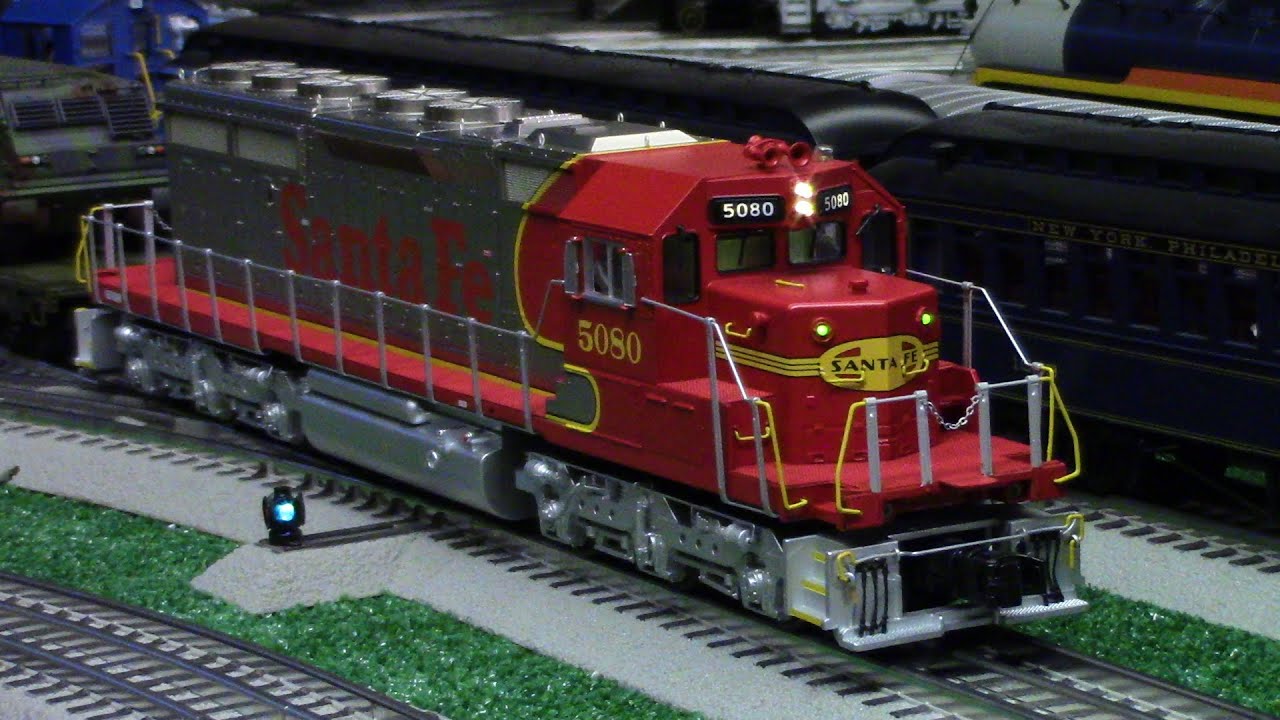 MTH Premier Santa Fe SD40-2 and Military Train - YouTube