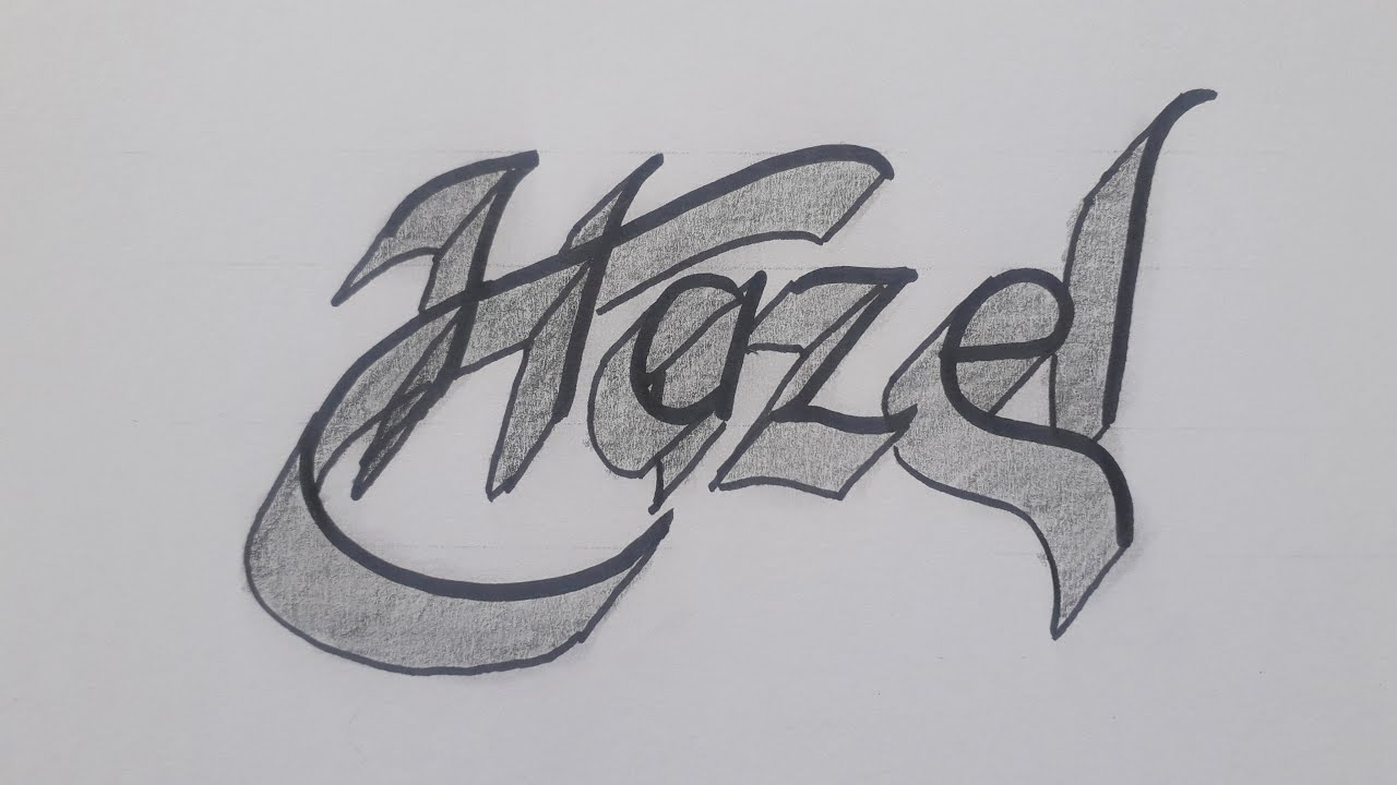 3d Drawing Calligraphy Name Hazel On Paper / How To Draw Easy Art For ...