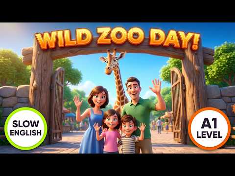 Tom and Emma's Wild Zoo Day! 🏃‍♂️ Learn Easy English A1 Level🎟️
