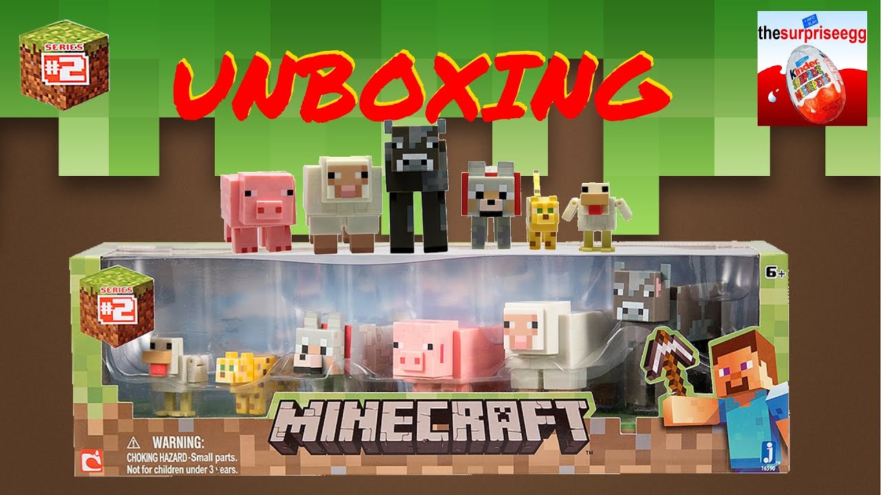 MINECRAFT series 2 Overworld Articulated Animal Mobs pack toys unboxing ...