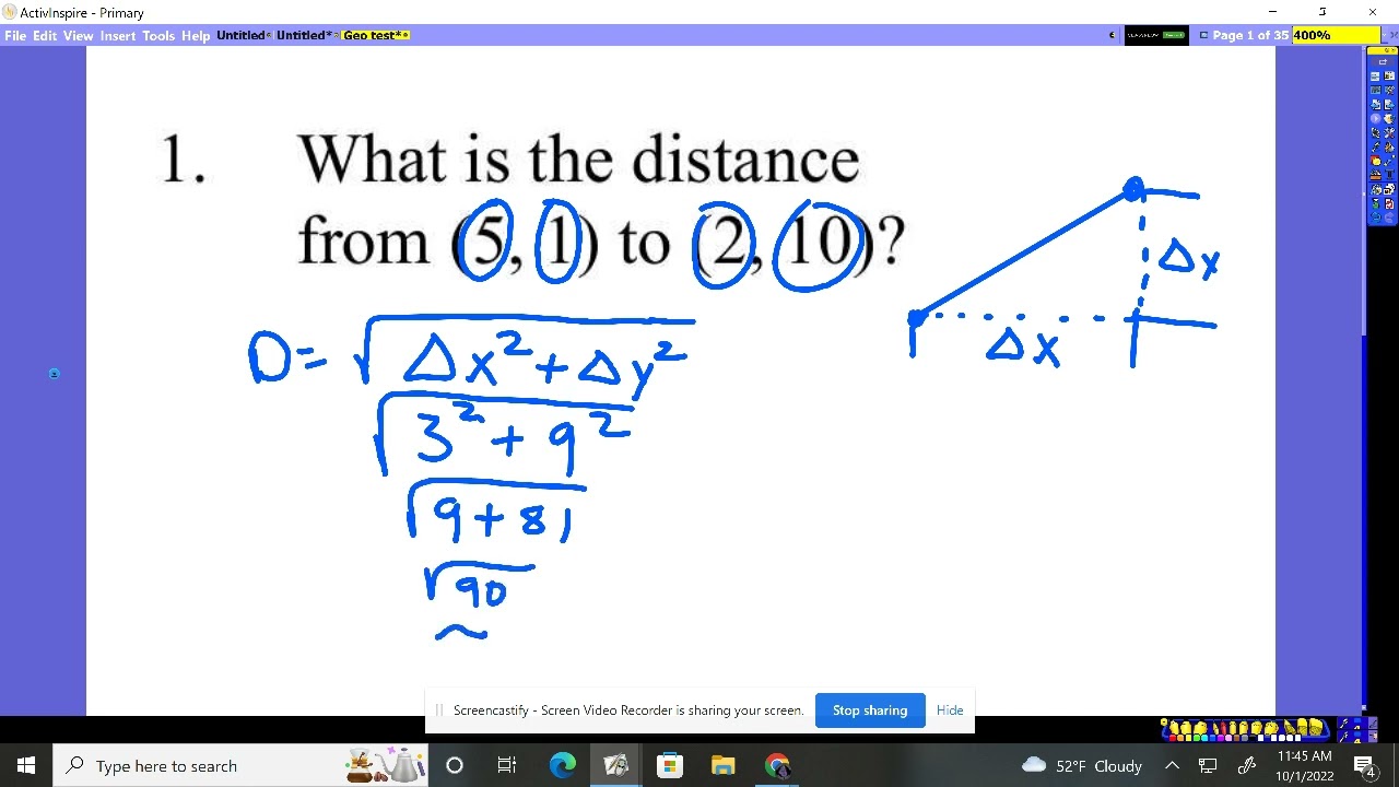 Geometry Chapter 1 Test Questions #1-4 - YouTube