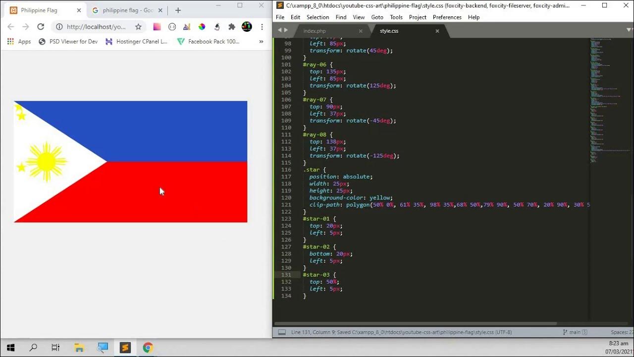 Making Philippine Flag usng HTML AND CSS - YouTube