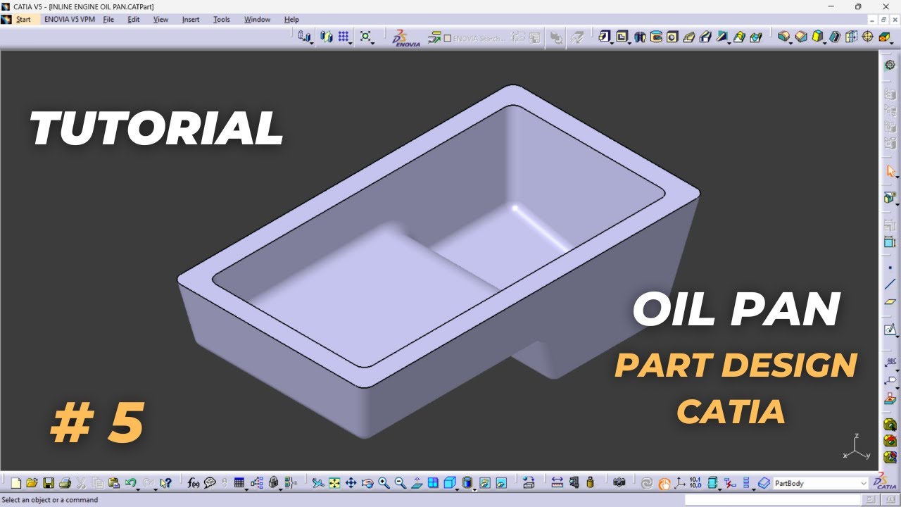 Engine Oil Pan CAD Design in CATIA | 4 Cylinder Inline Engine Project ...