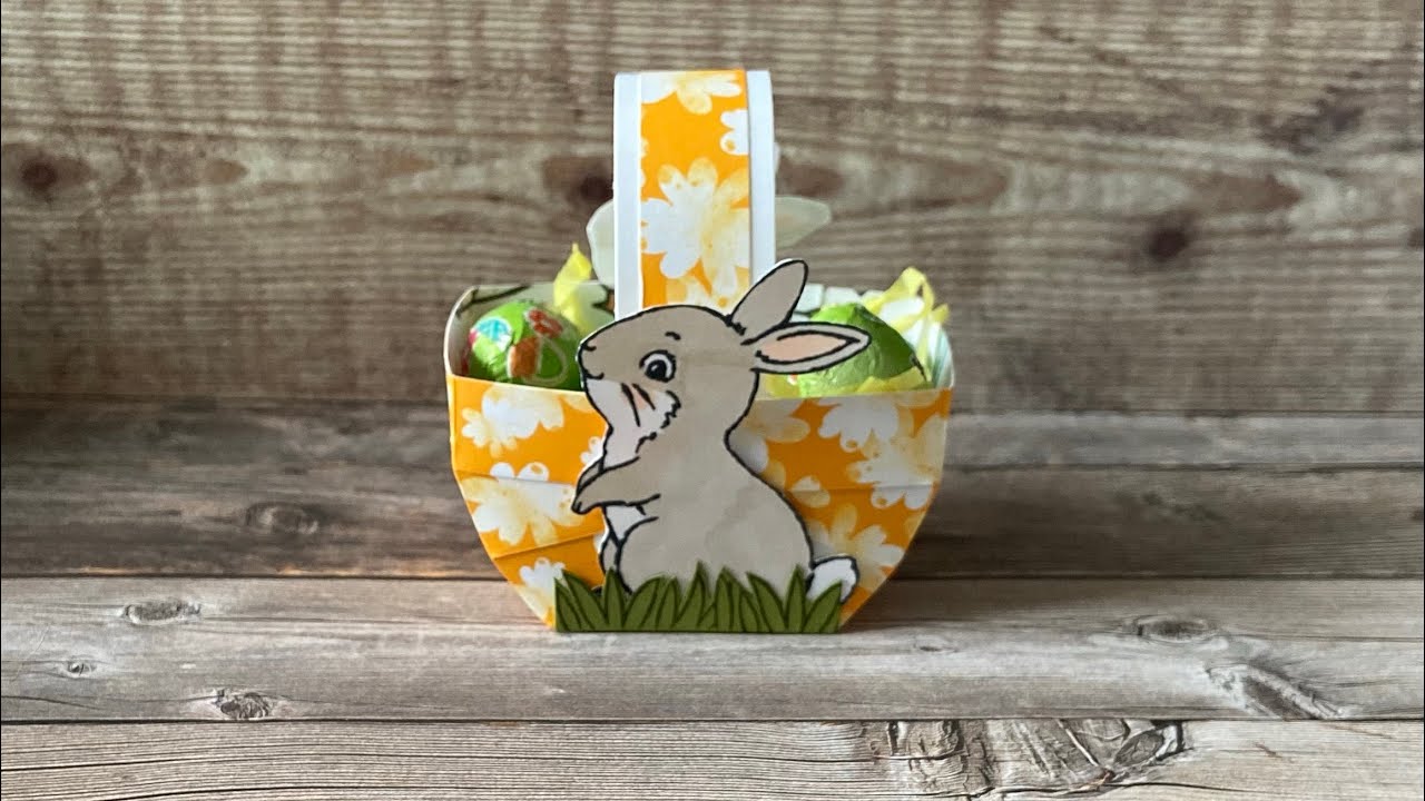 Stampin up Easter Bunny basket treat holder - YouTube