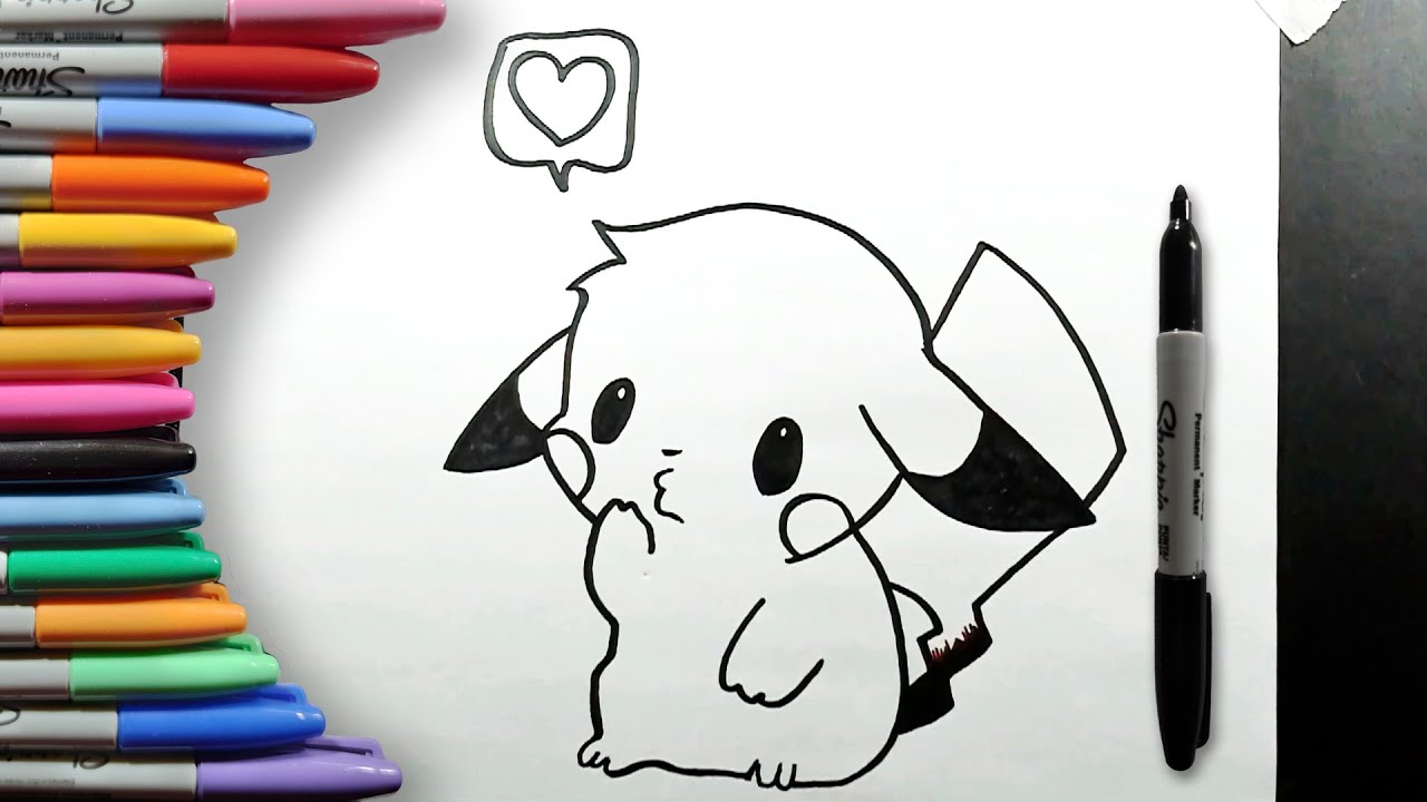 How to Draw Pikachu with Colored Markers Step by Step Easy for Kids ...