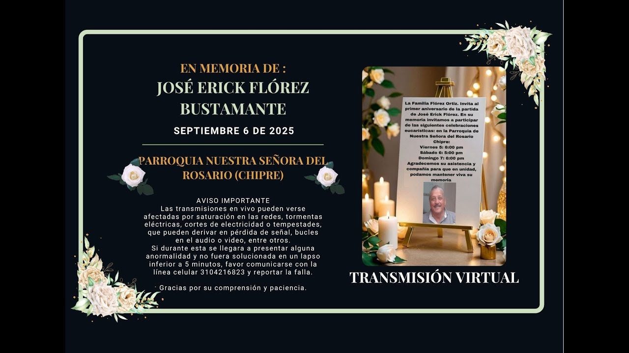 Ceremonia Eucarística por el Sr. JOSÉ ERICK FLÓREZ BUSTAMANTE - YouTube