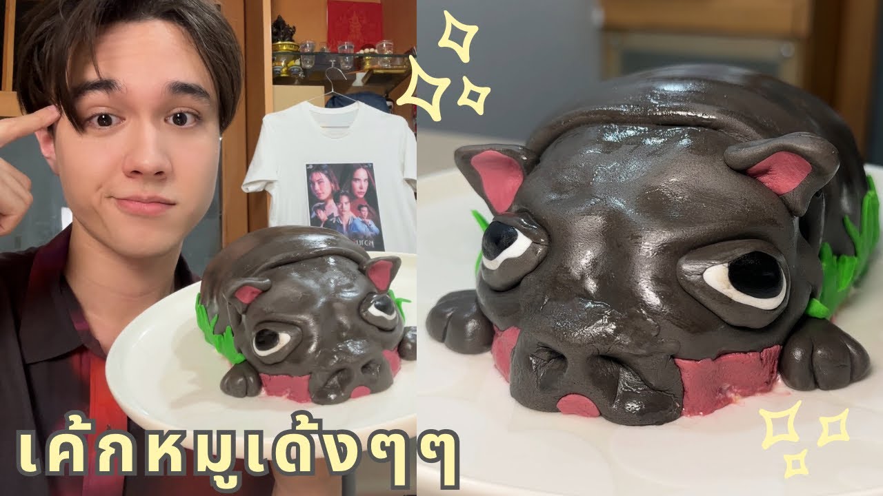 เค้กหมูเด้งๆๆ 🦛💕 Moo Deng cake homemade by Mikey #หมูเด้ง #เค้ก ...