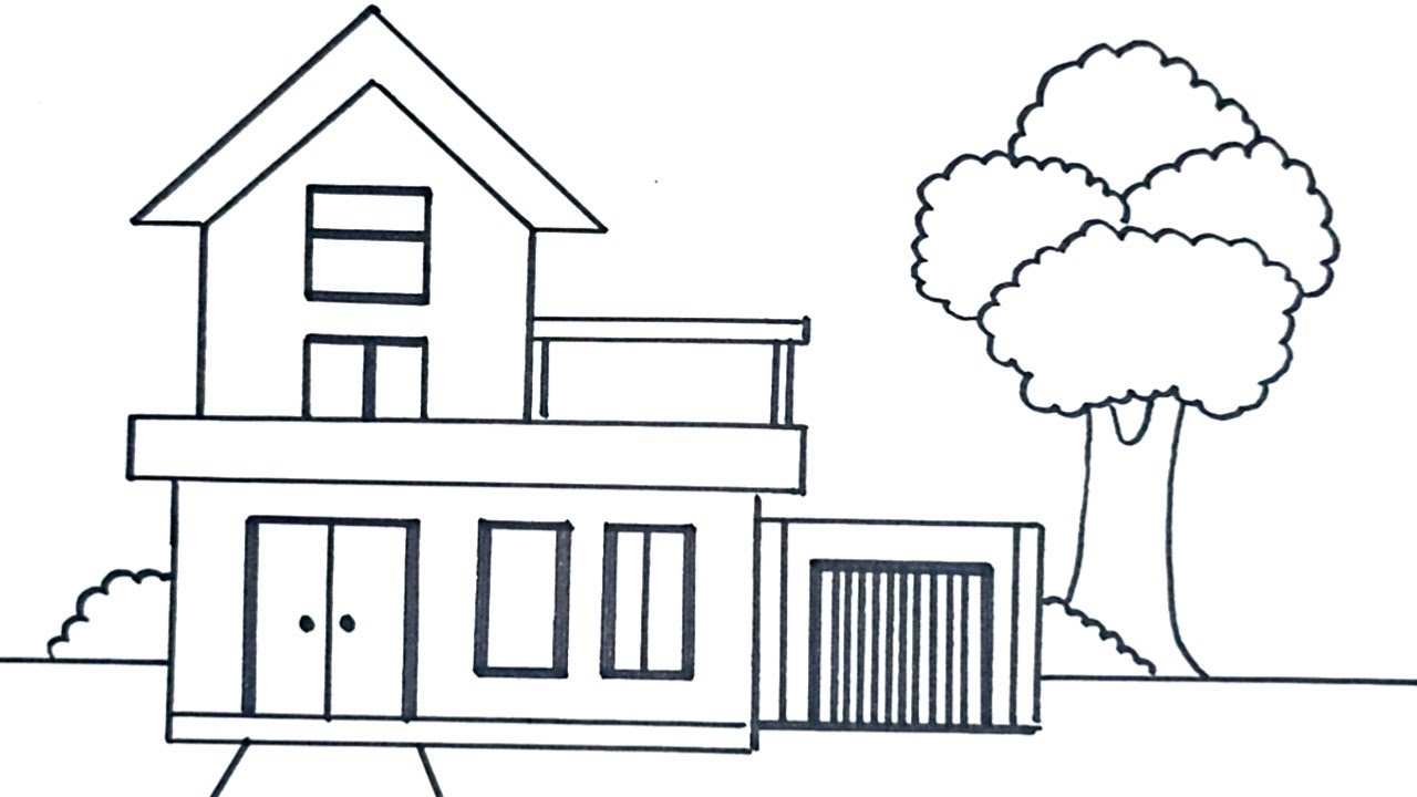 CARA MENGGAMBAR PEMANDANGAN RUMAH YANG MUDAH 🥰 | RUMAH TINGKAT | HOW TO ...