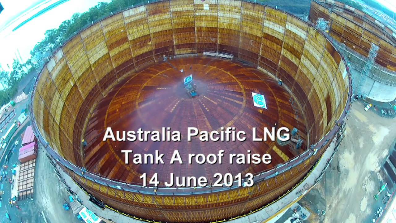 APLNG Tank roof lift - YouTube