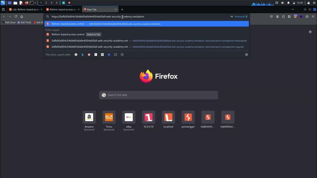 WebSecurityAcademy - Lab: Referer-based access control - YouTube