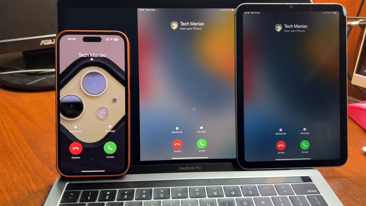 iPhone 14PM, iPad Mini, MacBook Pro Incoming Call with Calls on Other ...