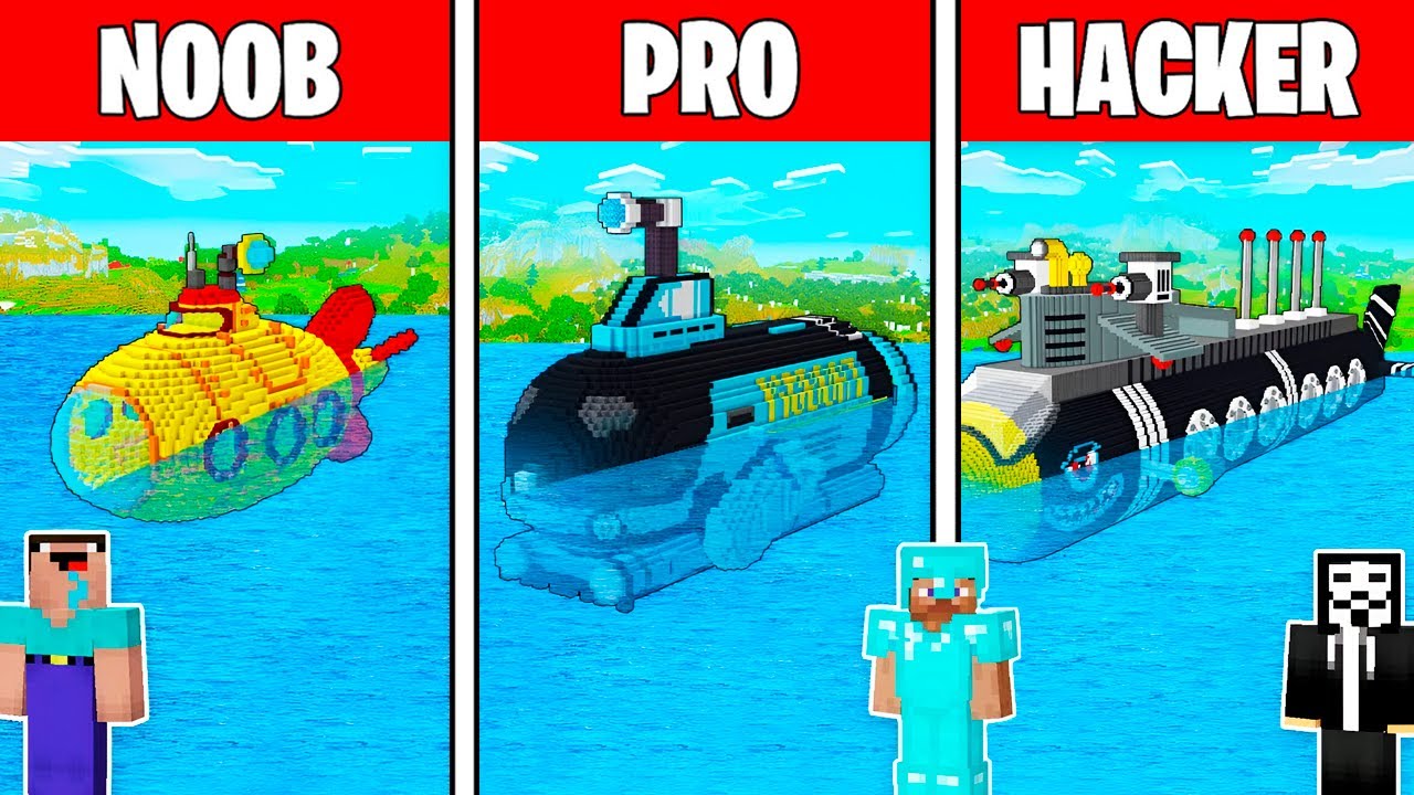 SUBMARINO NOOB VS PRO VS HACKER EN MINECRAFT TROLL 😱 - YouTube