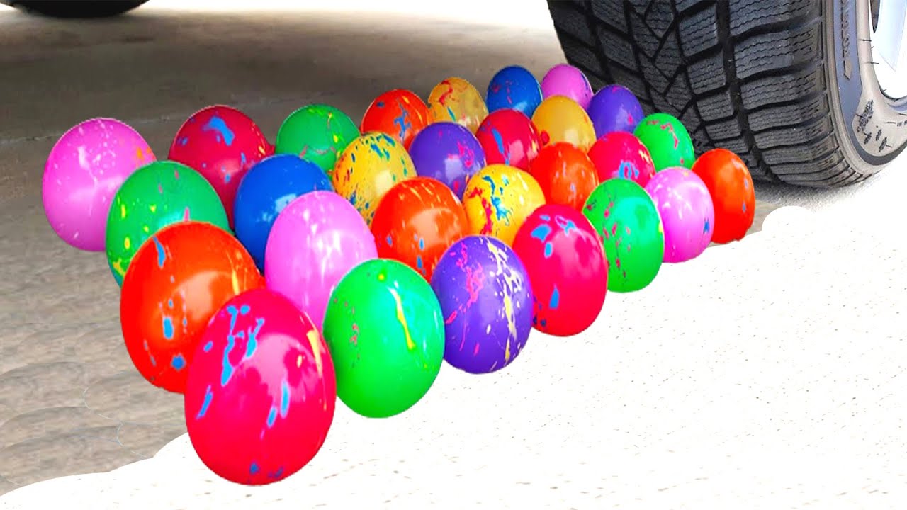 Crushing Crunchy & Soft Things by Car! - EXPERIMENT: COLAR BALLON M&M ...