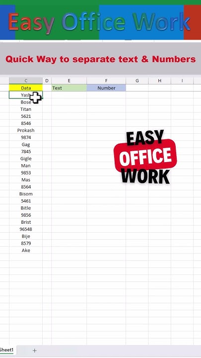 Quick way to Separate texts and Numbers #excel #text #number #separate - YouTube