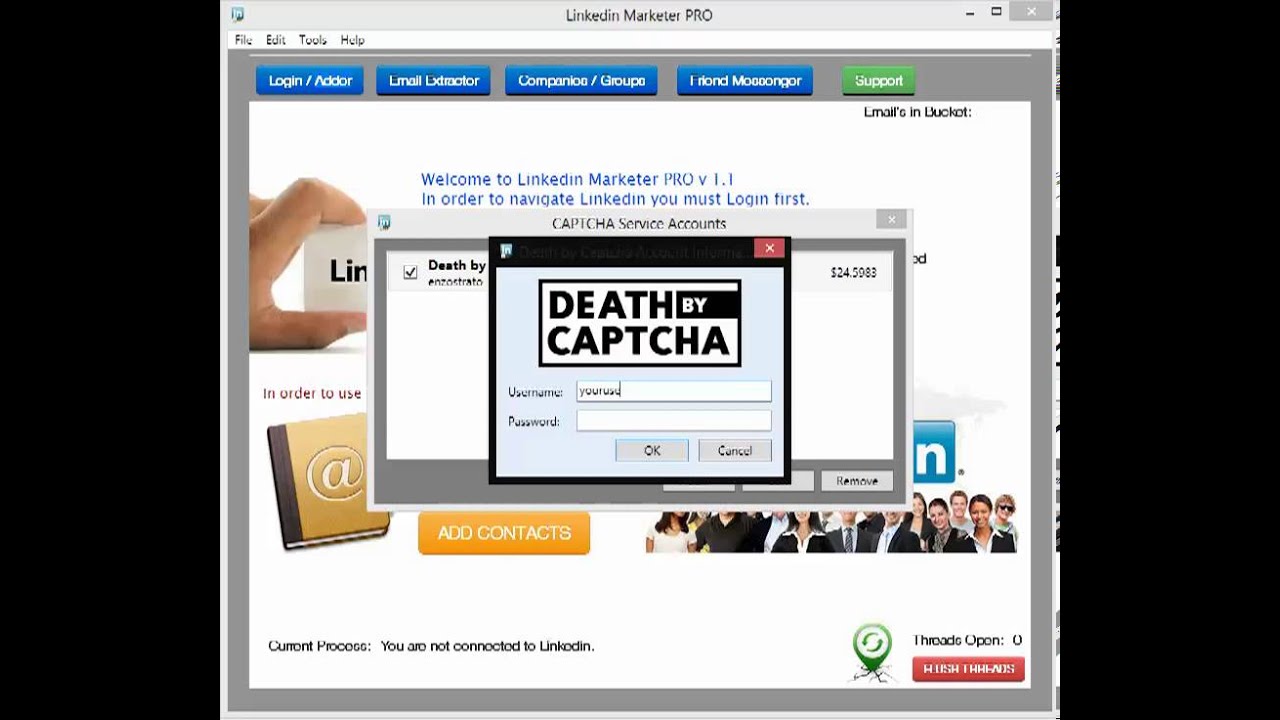 How to add Captcha for Linkedin Email Extractor - YouTube