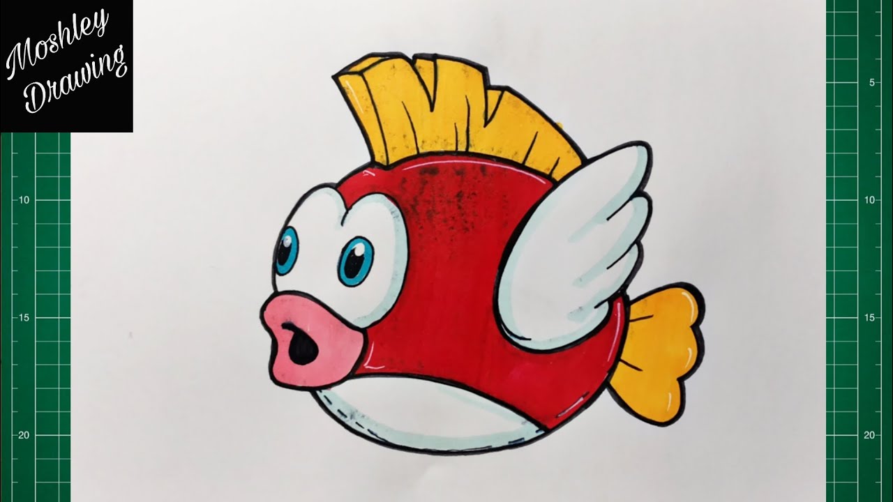 How to Draw Cheep Cheep from Super Mario - YouTube