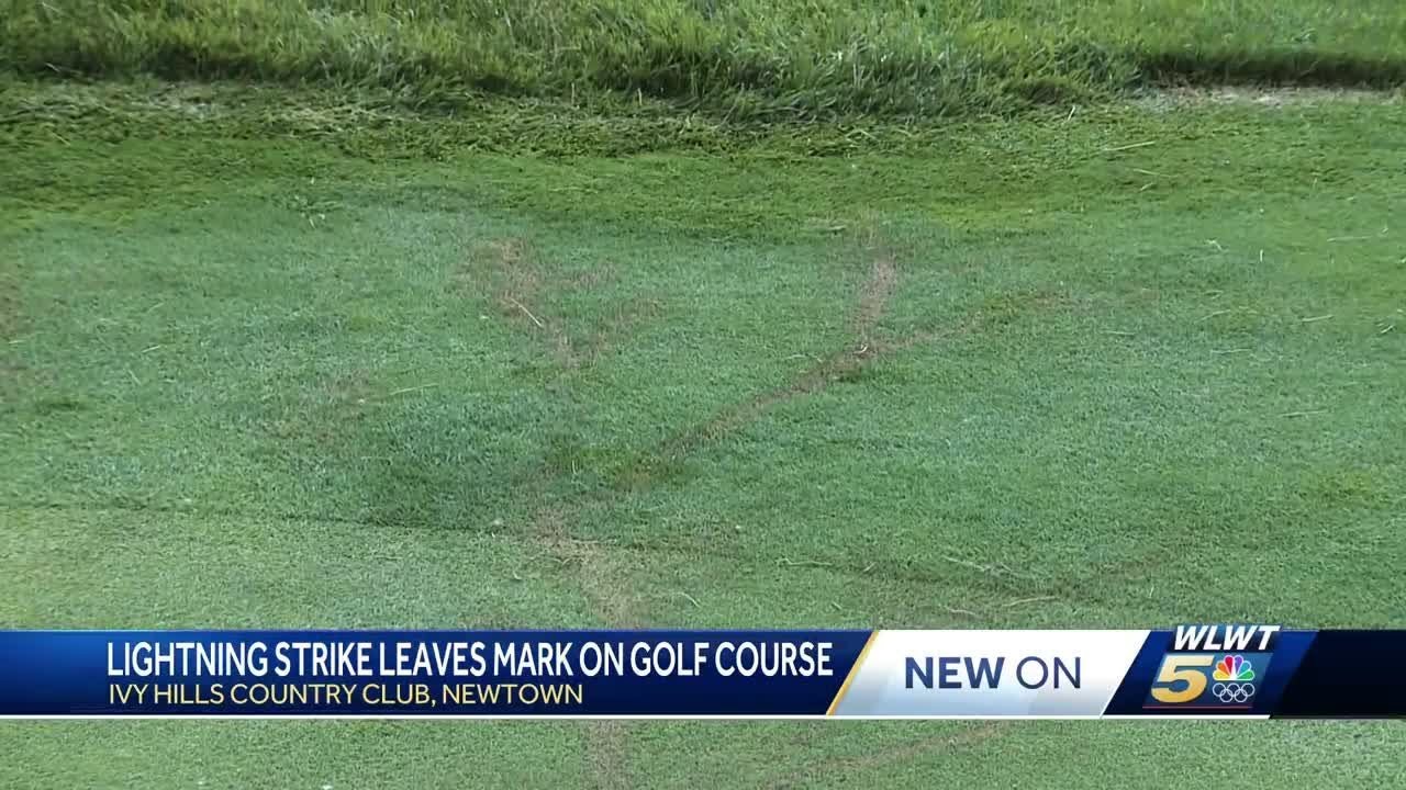 Lightning strike leaves mark on Newtown golf course - YouTube