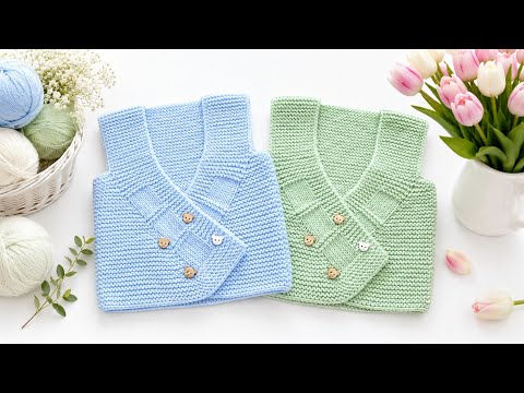 İki Şişle Kolay Bebek Yeleği Modeli ✅ 0-6 ay Örgü Yelek Yapımı