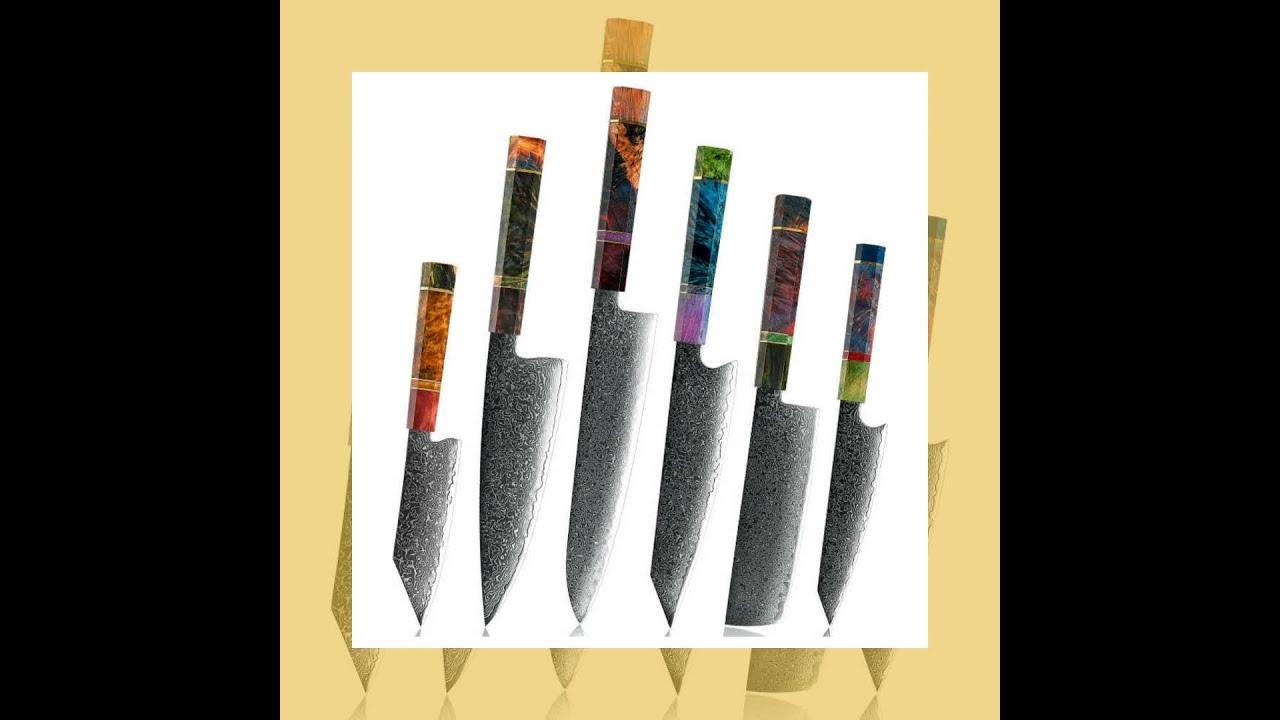 Spectrum Knife Set 6 Piece VG10 Damascus Steel with Exotic tie-dye ...