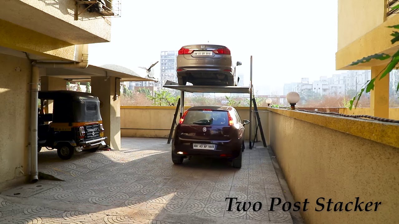 STACKER PARKING SYSTEM- Two post stacker - YouTube