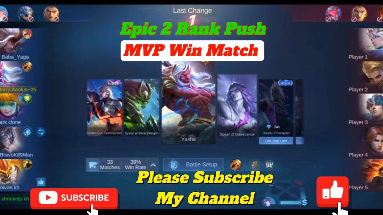 mobile legend moskov hero epic 2 rank push win match | moskov rank ...