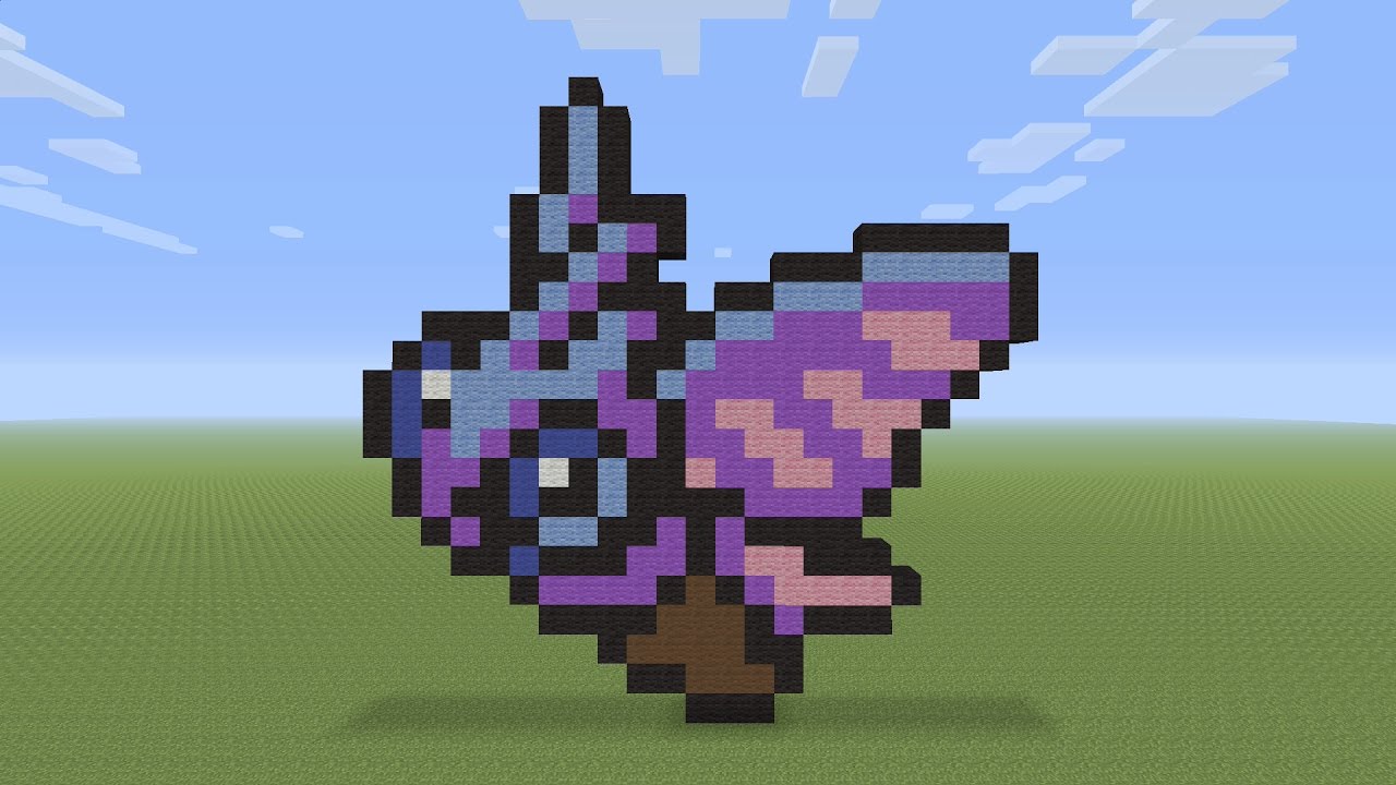 Minecraft Pixel Art - Venomoth Pokémon #049 - YouTube