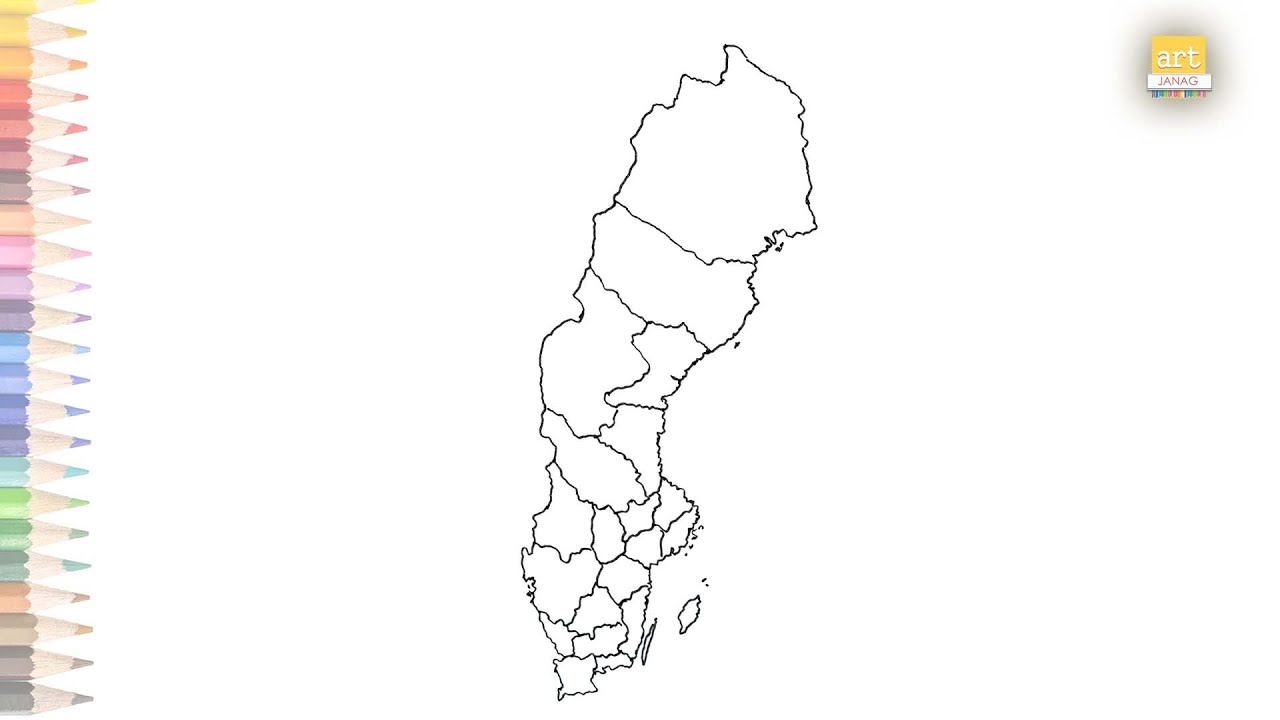 Map of Sweden outline sketch | How to draw Sweden Map drawing step by ...